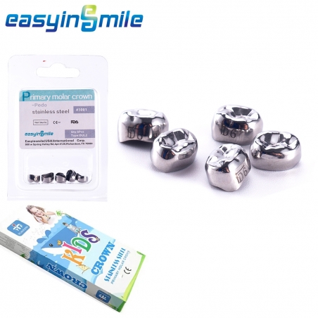 Easyinsmile 5Pcs/Pack Dental Kids Crown Stainless Steel Molar Pediatric ...