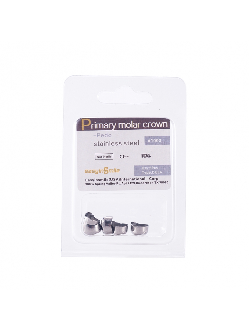 Easyinsmile 5Pcs/Pack Dental Kids Crown Stainless Steel Molar Pediatric ...