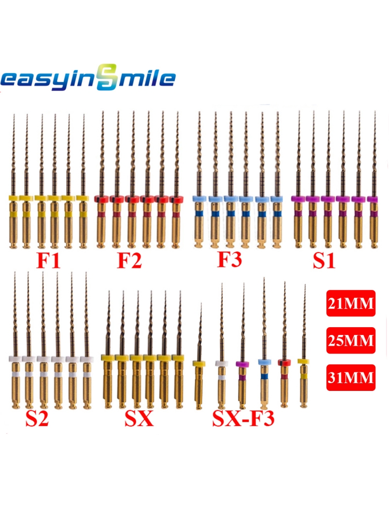 copy of Easyinsmile 6Pcs/pack Dental Endo Rotary Files X-Pro Gold Taper ...